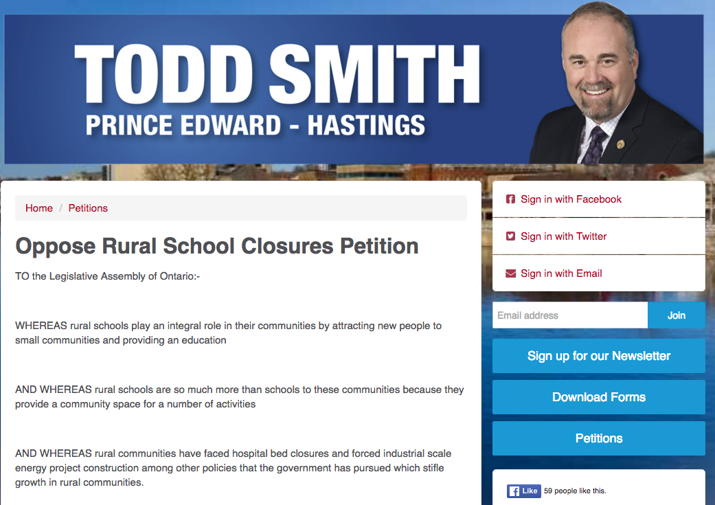 MPP Todd Smith sets up petition against rural school closures | QNetNews.ca